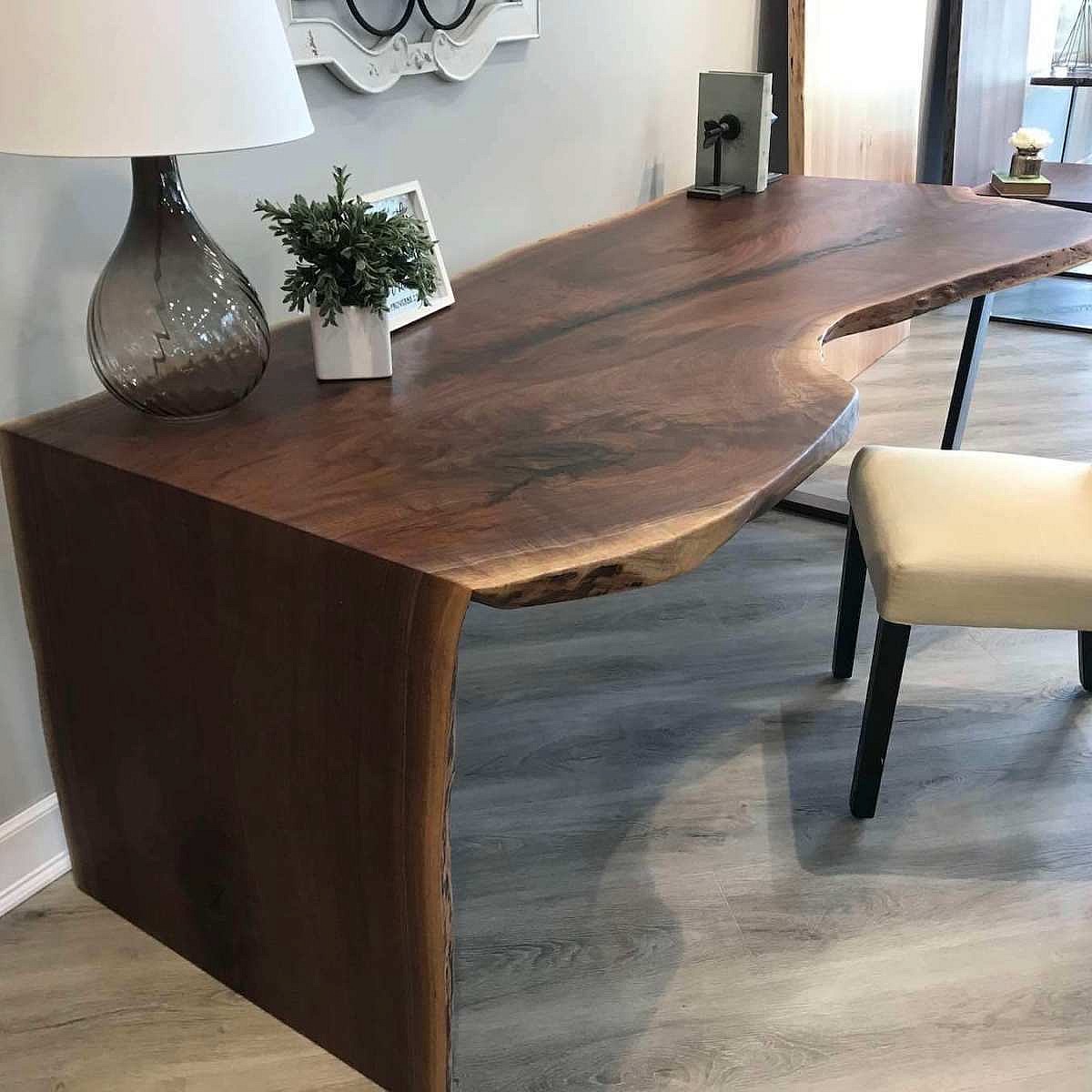 GlacierWalnut Waterfall Desk - 6.5' - Pathway Tables