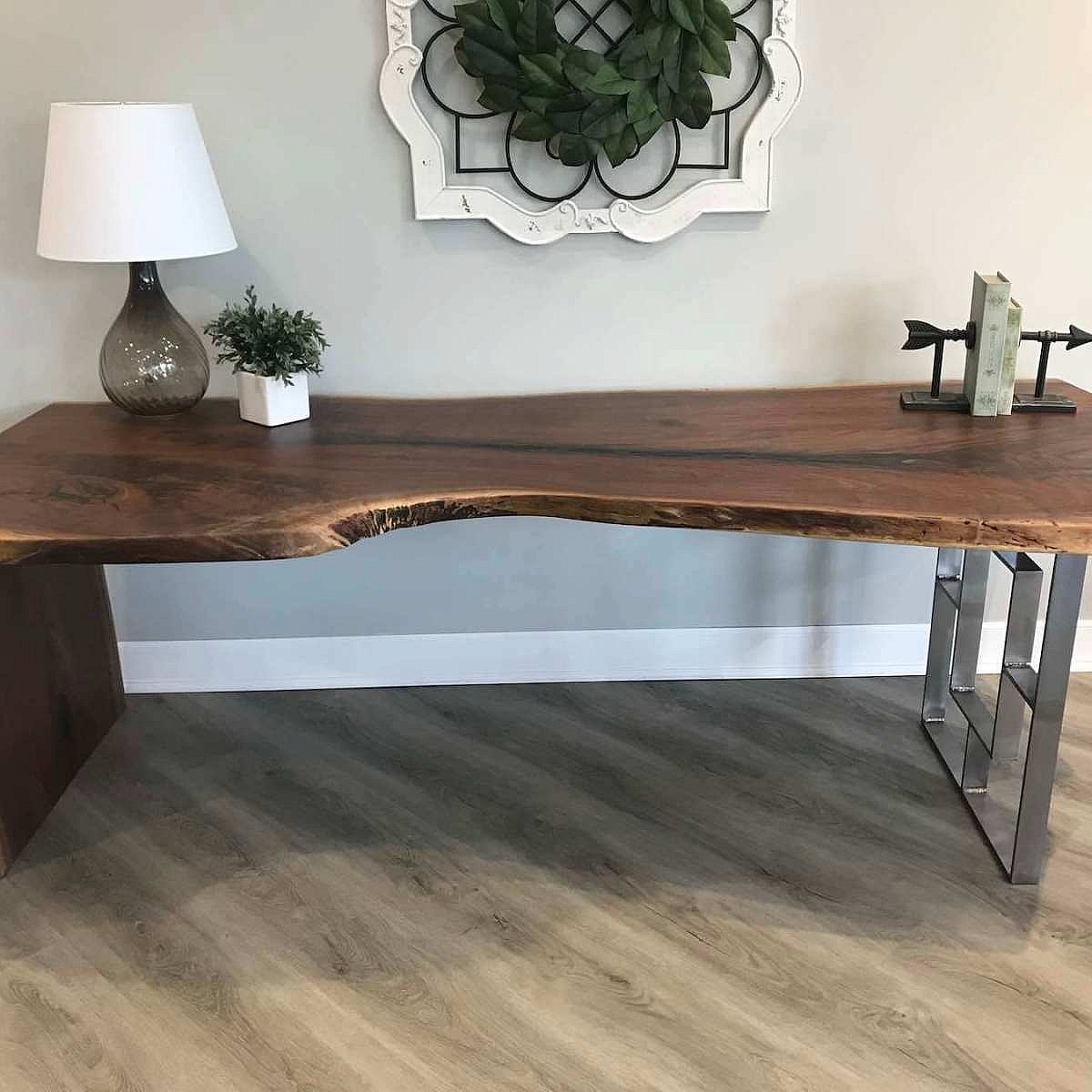 GlacierWalnut Waterfall Desk - 6.5' - Pathway Tables