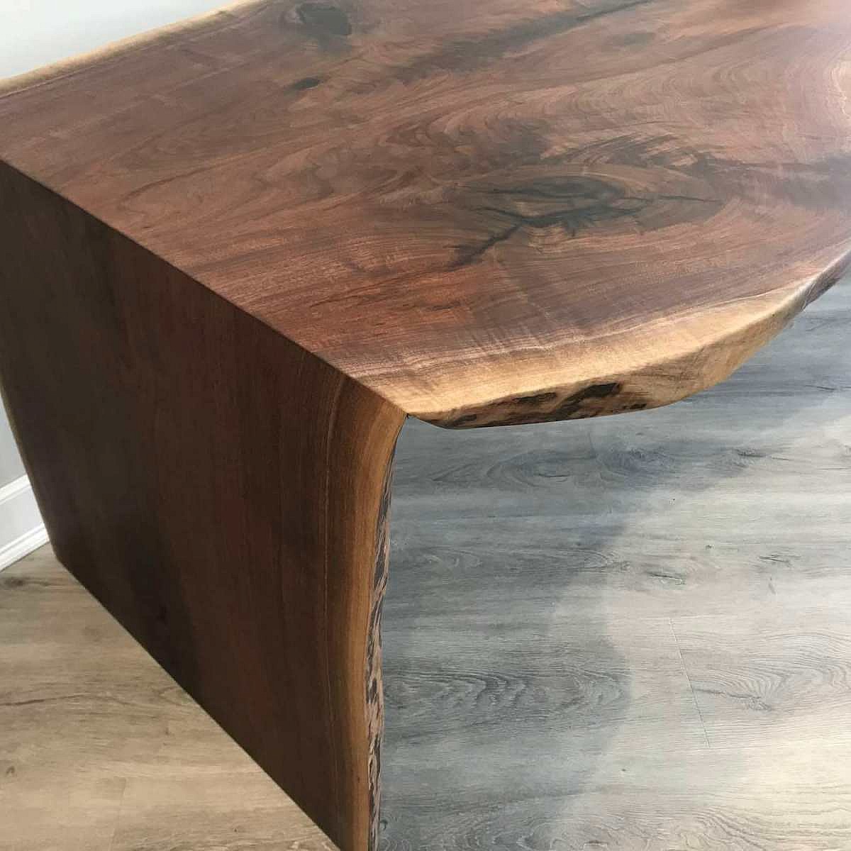 GlacierWalnut Waterfall Desk - 6.5' - Pathway Tables
