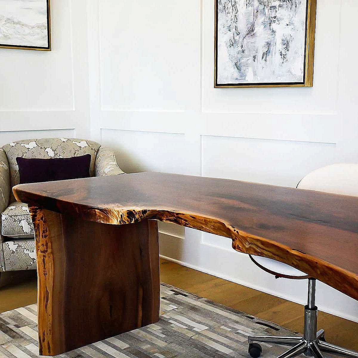 HeritageWalnut Waterfall Desk - 6' - Pathway Tables