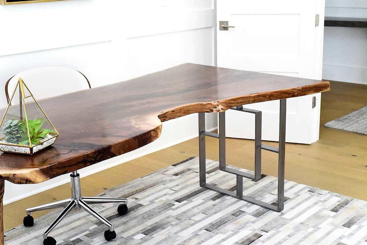 HeritageWalnut Waterfall Desk - 6' - Pathway Tables