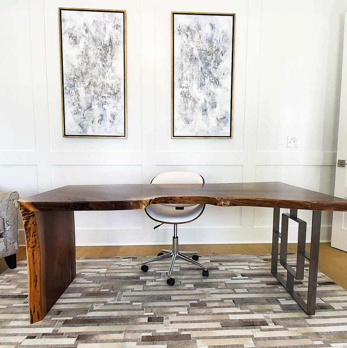 HeritageWalnut Waterfall Desk - 6' - Pathway Tables