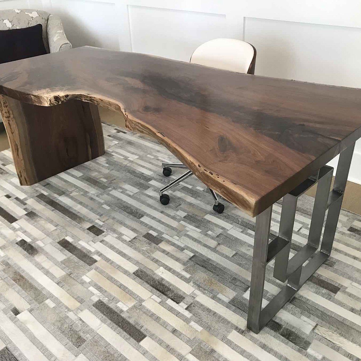HeritageWalnut Waterfall Desk - 6' - Pathway Tables