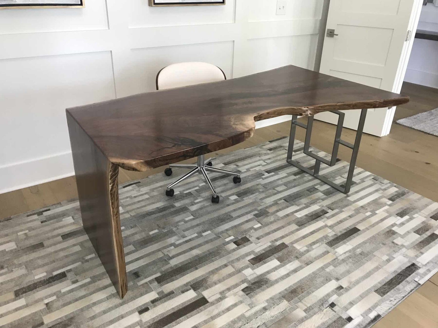 HeritageWalnut Waterfall Desk - 6' - Pathway Tables