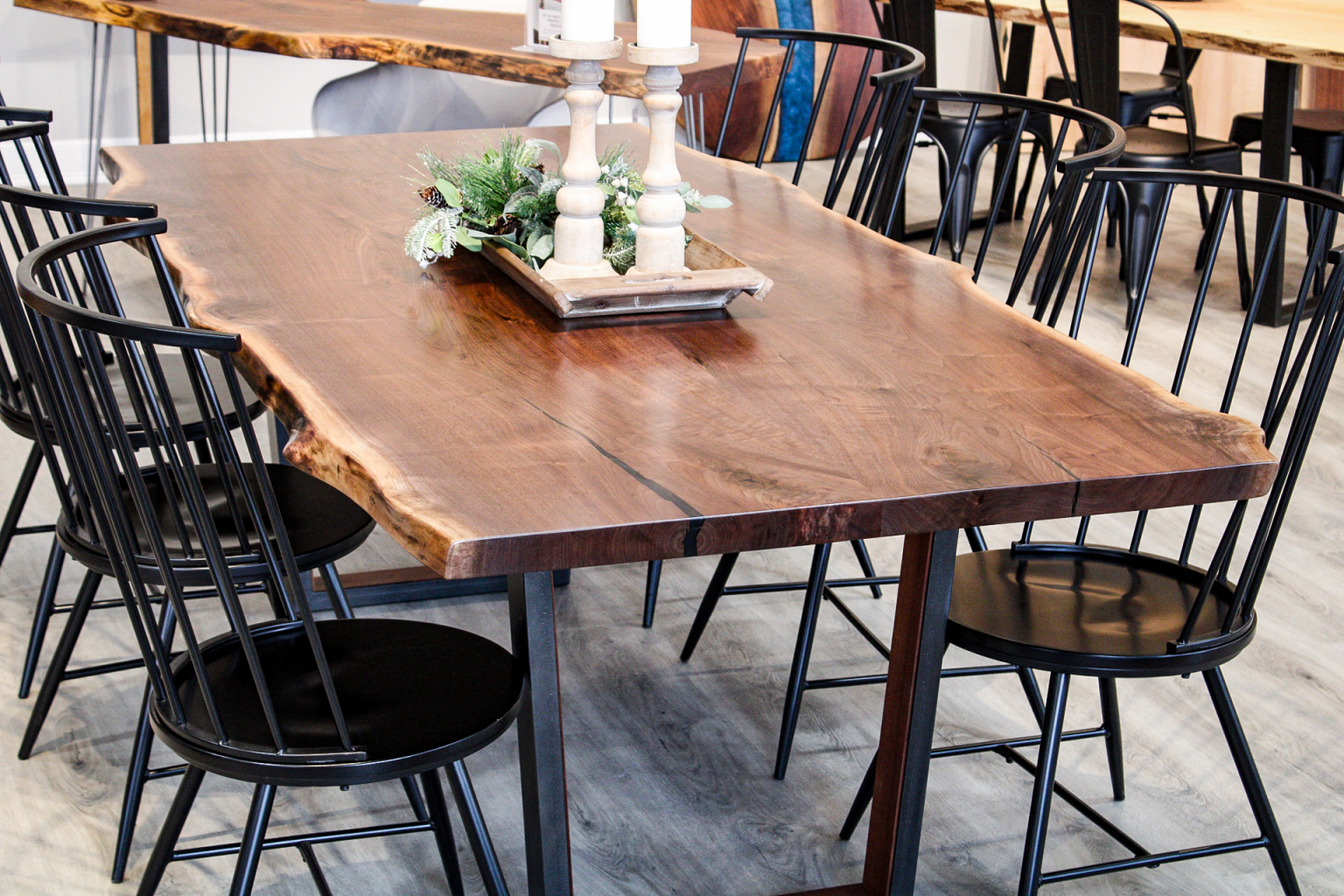 Pinnacle Live EdgeWalnut Dining Table - 12' - Pathway Tables