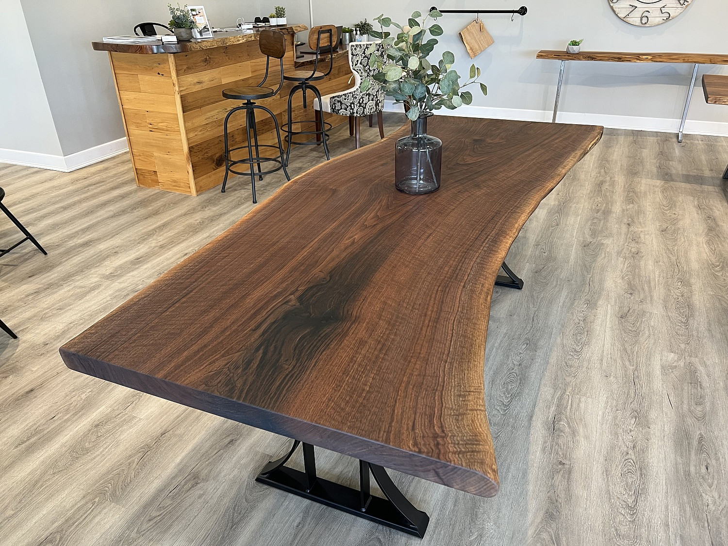 Acadia Live EdgeWalnut Single Slab Dining Table - 8' - Pathway Tables
