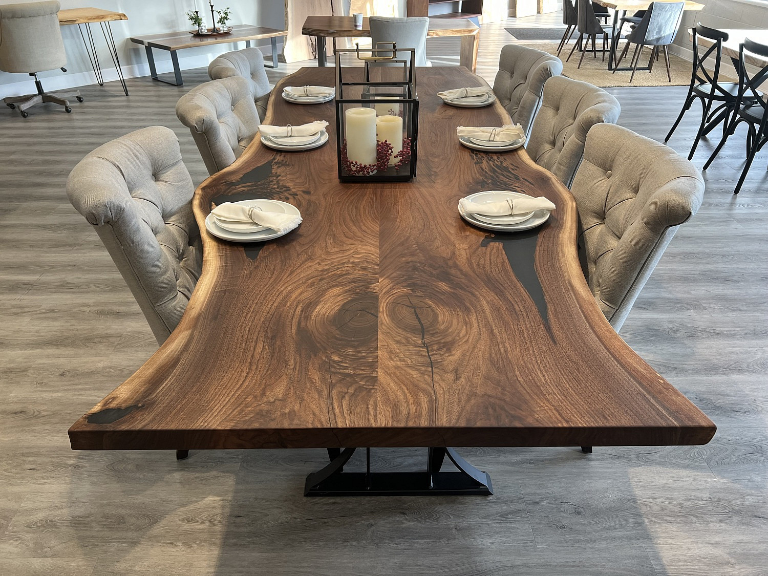 Hocking Live Edge Walnut Dining Table - 10' - Pathway Tables