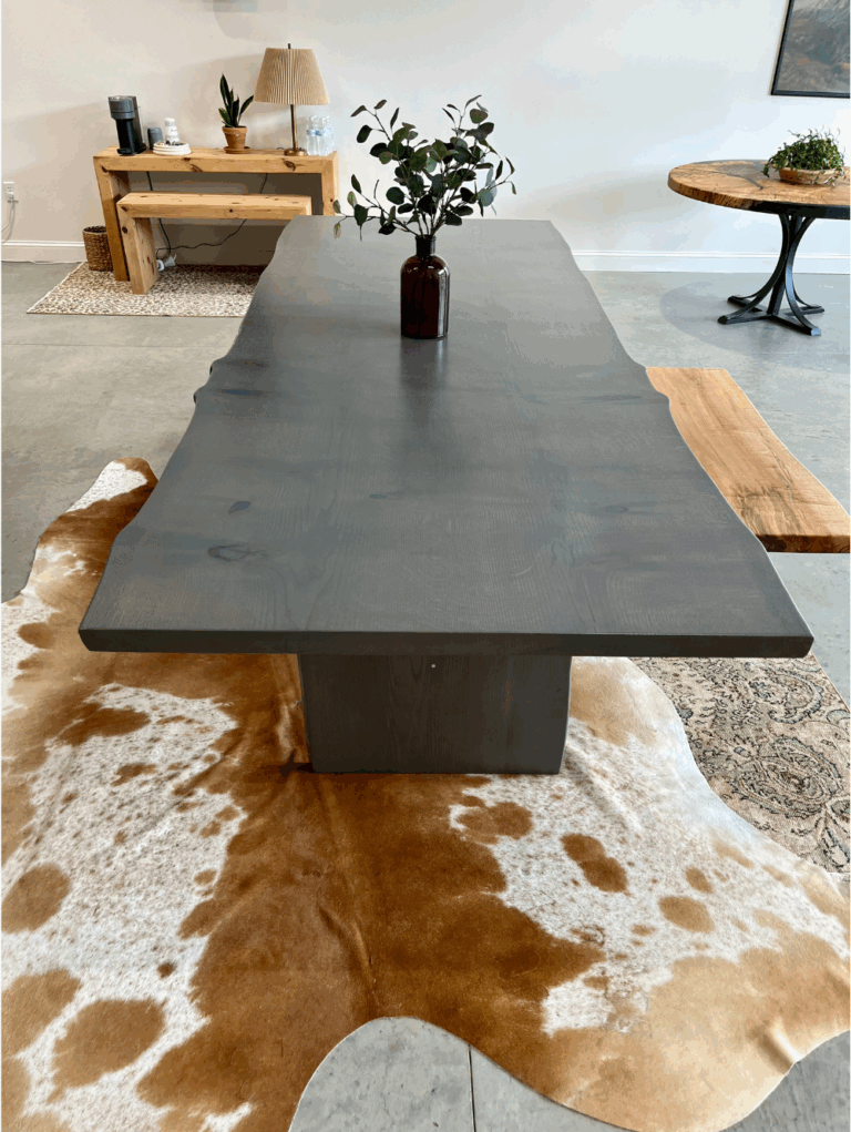 Live Edge Oak Dining TableUrban Grey Stained Finish - 10' - Pathway Tables