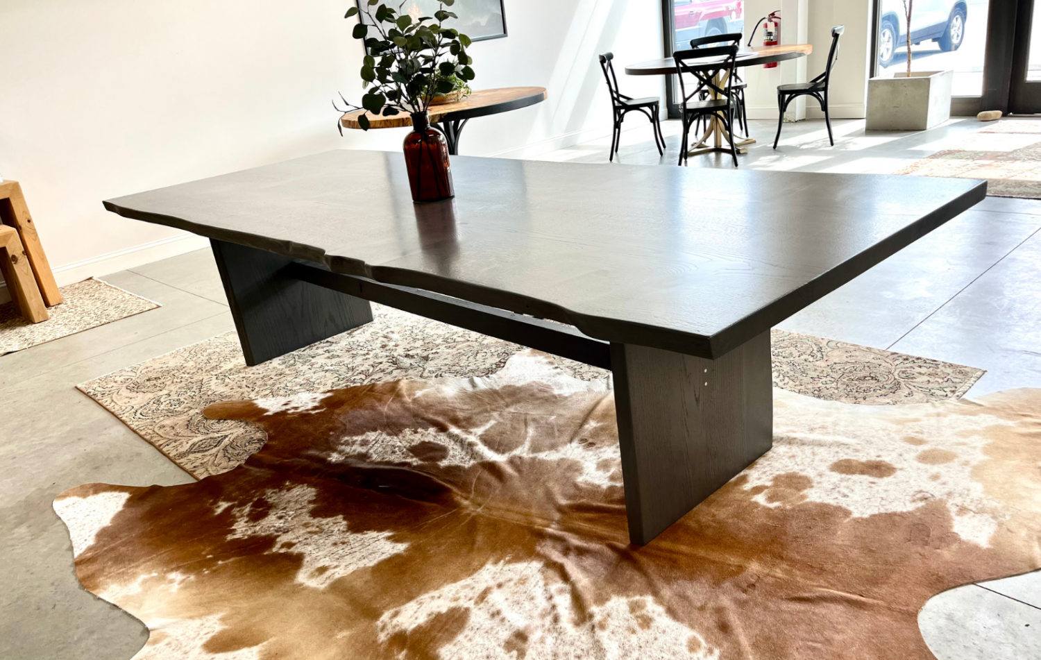 Live Edge Oak Dining TableUrban Grey Stained Finish - 10' - Pathway Tables